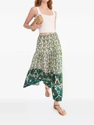 Cara Cara Melanie Tiered Floral Maxi Skirt - White