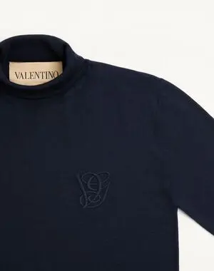 Valentino Garavani Wool High-neck Jumper With Vg Embroidery