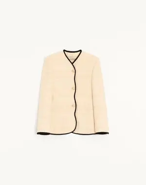 Valentino Garavani Silk Linen Canvas Jacket With Velvet Trim