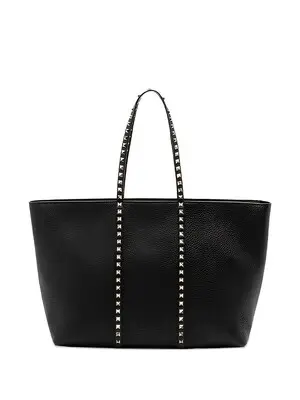 Valentino Garavani Rockstud Leather Shopping Bag - Black