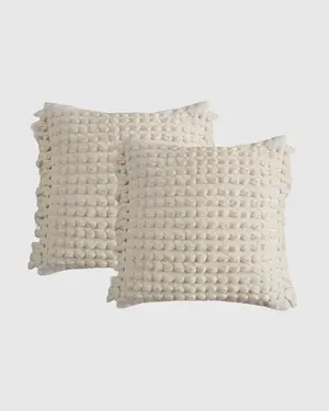 Quince Dana Wool Fringe Pillow Cover - Ivory