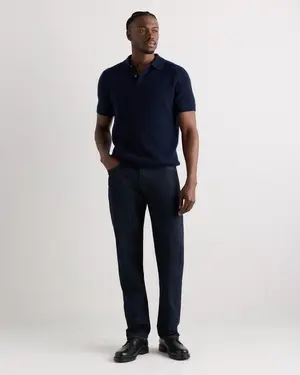 Quince Mongolian Cashmere Waffle Short Sleeve Polo Sweater