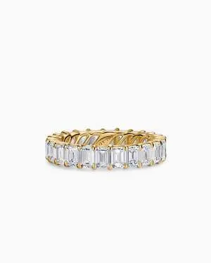 David Yurman Emerald Cut Band Ring In 18k Yellow Gold With Diamonds