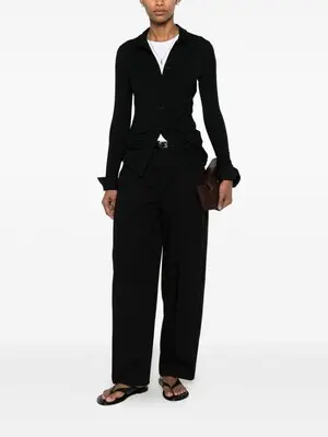 TOTEME Wide Leg Cotton Trousers - Black