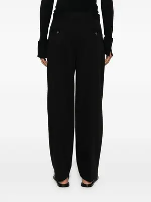 TOTEME Wide Leg Cotton Trousers - Black