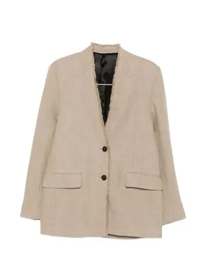 TOTEME Single-breasted Textured Linen Jacket - Beige