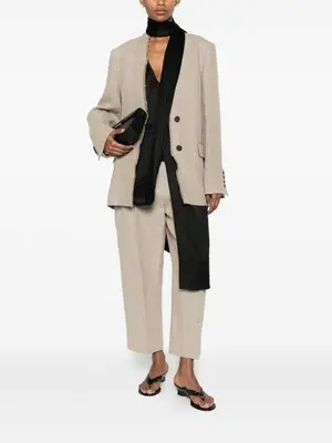 TOTEME Single-breasted Textured Linen Jacket - Beige