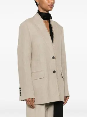 TOTEME Single-breasted Textured Linen Jacket - Beige