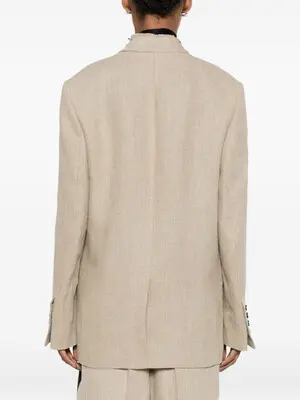 TOTEME Single-breasted Textured Linen Jacket - Beige