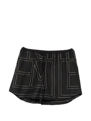 TOTEME Monogram Silk Pajama Shorts - Black