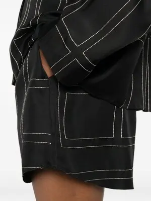 TOTEME Monogram Silk Pajama Shorts - Black