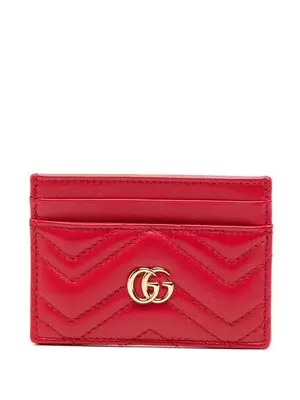 Gucci Gg Marmont Leather Card Case - Red