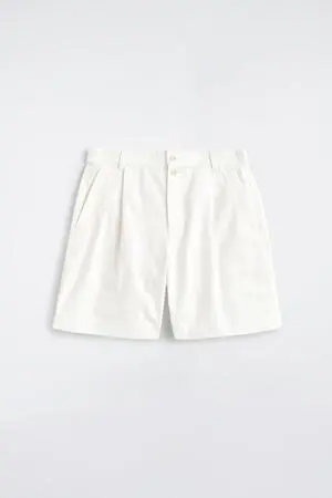 Cos Pleated Denim-herringbone Shorts
