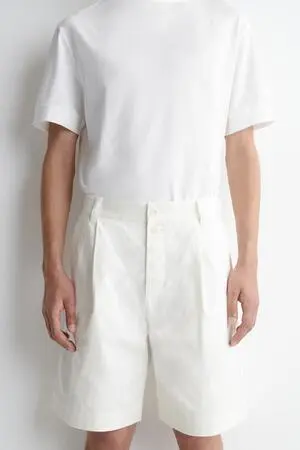Cos Pleated Denim-herringbone Shorts
