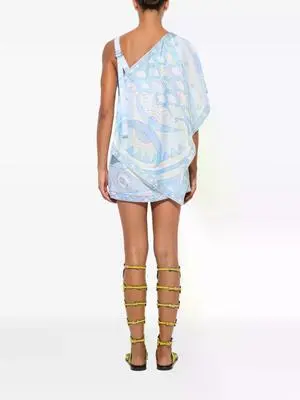 Emilio Pucci Asymmetrical Silk Dress With Occhi And Vivara Print