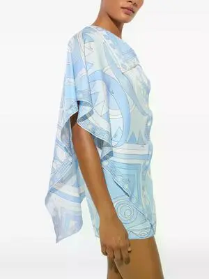 Emilio Pucci Asymmetrical Silk Dress With Occhi And Vivara Print