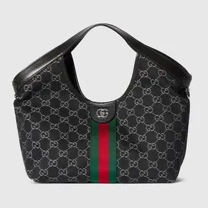 Gucci Giglio Small Tote Bag In Gg Denim