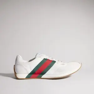 Gucci Tempo Sneaker In Aged-effect Mesh And Suede - White