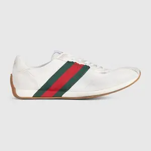 Gucci Tempo Sneaker In Aged-effect Mesh And Suede - White