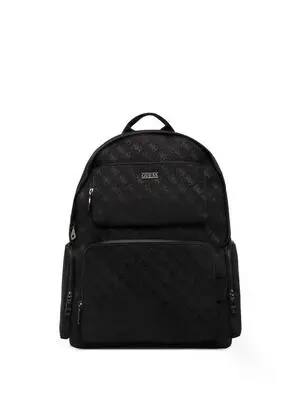 Guess Boston Monogram-pattern Logo-plaque Backpack - Black