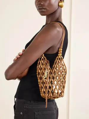 Saint Laurent Cassandre Mini Beaded Bucket Bag - Neutrals