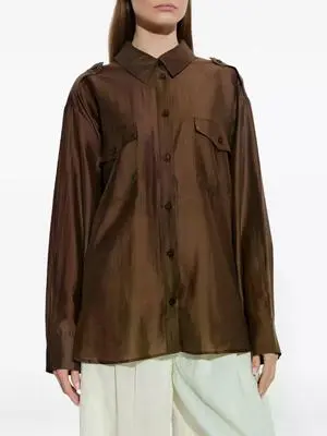 GESTUZ Epaulette-detail Satin Shirt