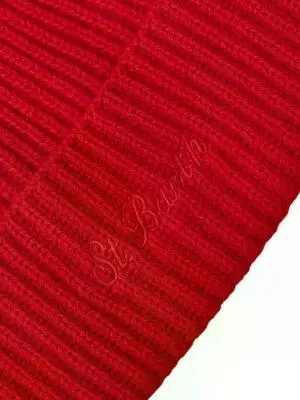MC2 SAINT BARTH Embroidered Ribbed-knit Beanie - Red