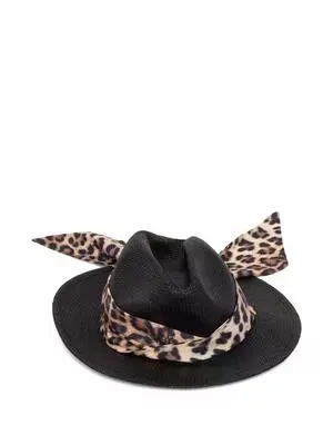 Liu Jo Leopard Print Foulard Fedora Hat - Black