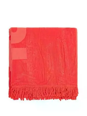 Rip Curl Logo-jacquard Fringed Beach Towel - Red
