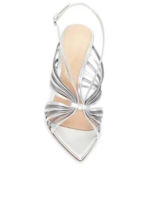 GIANVITO ROSSI Metallic Strappy Stiletto Sandal - Silver