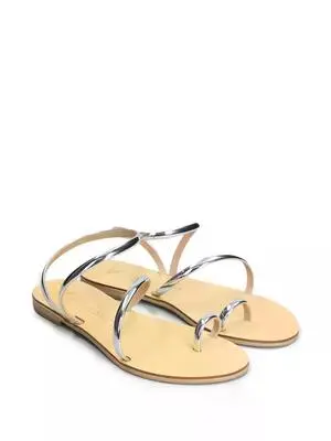 NICOLAS LAINAS Metallic Leather Flat Sandals