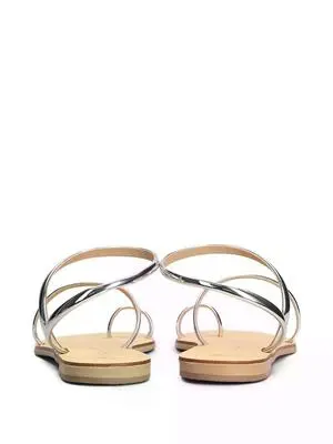NICOLAS LAINAS Metallic Leather Flat Sandals