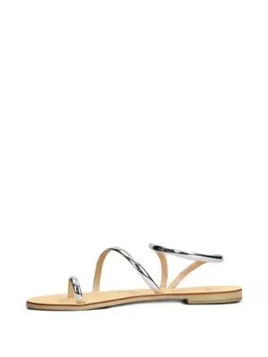 NICOLAS LAINAS Metallic Leather Flat Sandals
