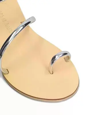 NICOLAS LAINAS Metallic Leather Flat Sandals