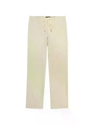 Paige Slub Texture Drawstring Waist Trousers - Neutrals