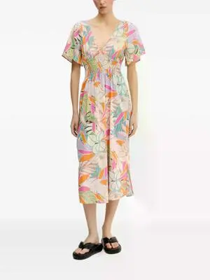 Rip Curl Cala Vadella Floral Print Midi Dress - Neutrals