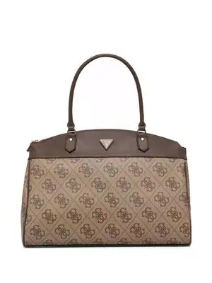 Guess Maxi Berta 4g Monogram Tote Bag - Brown