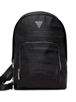 Guess Milano Logo-plaque Textured Backpack - Black