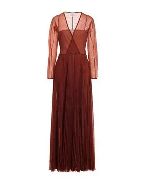 FORTE_FORTE Maxi Dress In Metallic Polyester And Tulle - Rust