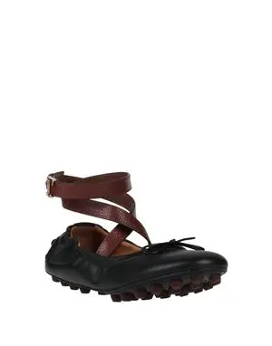 TOD'S Leather Ballet Flats With Buckle-fastening Ankle Strap - Black