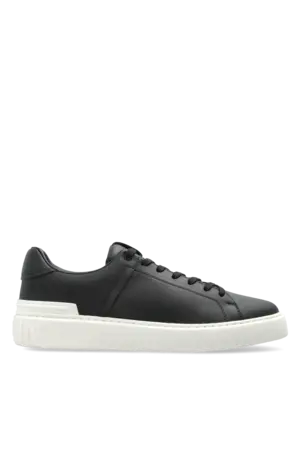 Balmain Leather Low Top Sneakers - Black