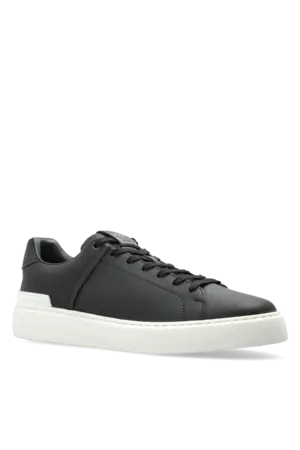 Balmain Leather Low Top Sneakers - Black
