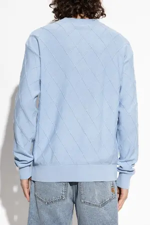 Balmain Sweater With Embroidered Logo And Argyle Pattern