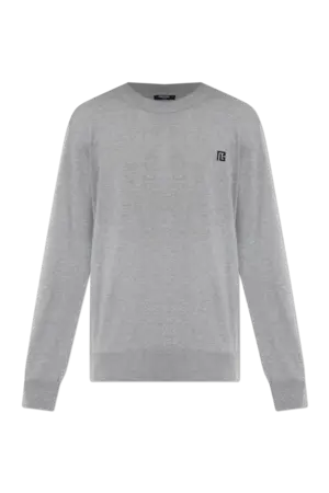 Balmain Crew Neck Sweater With Embroidered Logo