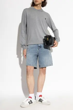 Balmain Crew Neck Sweater With Embroidered Logo