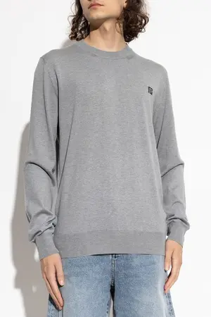 Balmain Crew Neck Sweater With Embroidered Logo