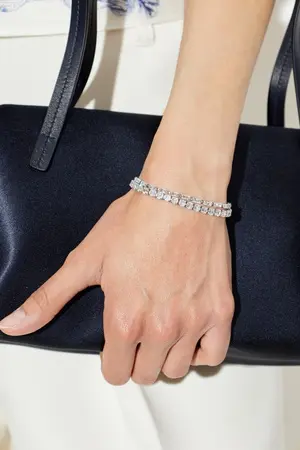 FERRAGAMO Crystal Tennis Bracelet With T-bar Clasp