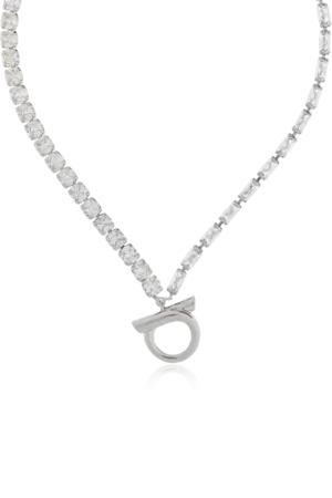 FERRAGAMO Crystal Tennis Bracelet With T-bar Clasp