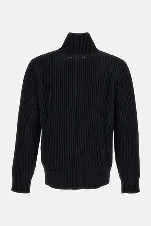 MAISON MARGIELA Ribbed Wool-blend Zip-up Sweater - Black