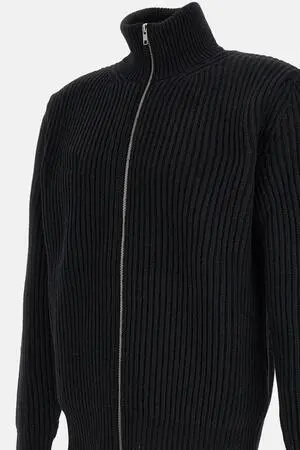 MAISON MARGIELA Ribbed Wool-blend Zip-up Sweater - Black